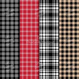 Red Beige Black, White Buffalo Plaid Digital Paper, Printable Tartan ...