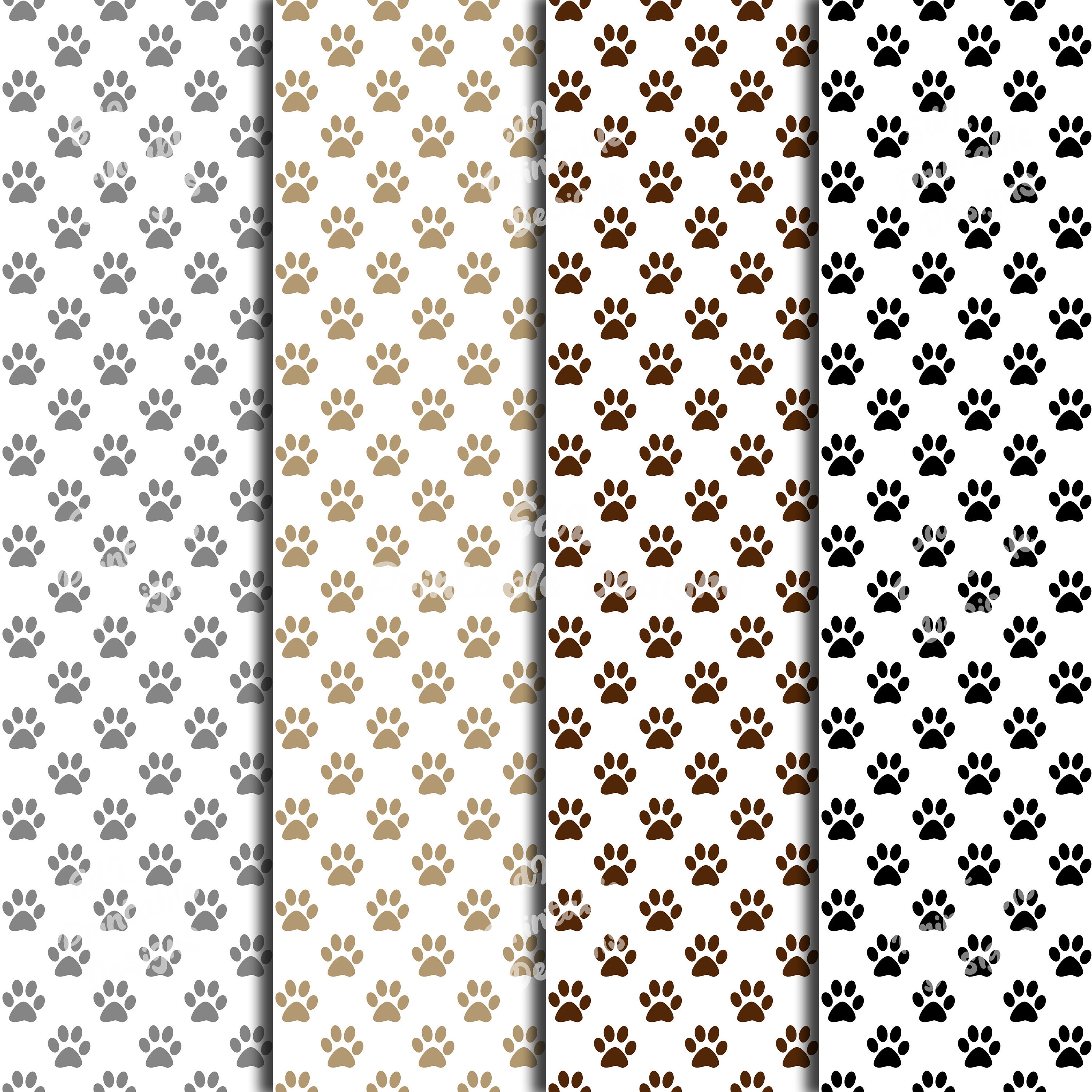 Rainbow Paw Print Digital Paper, Seamless Scrapbook Backgrounds ...
