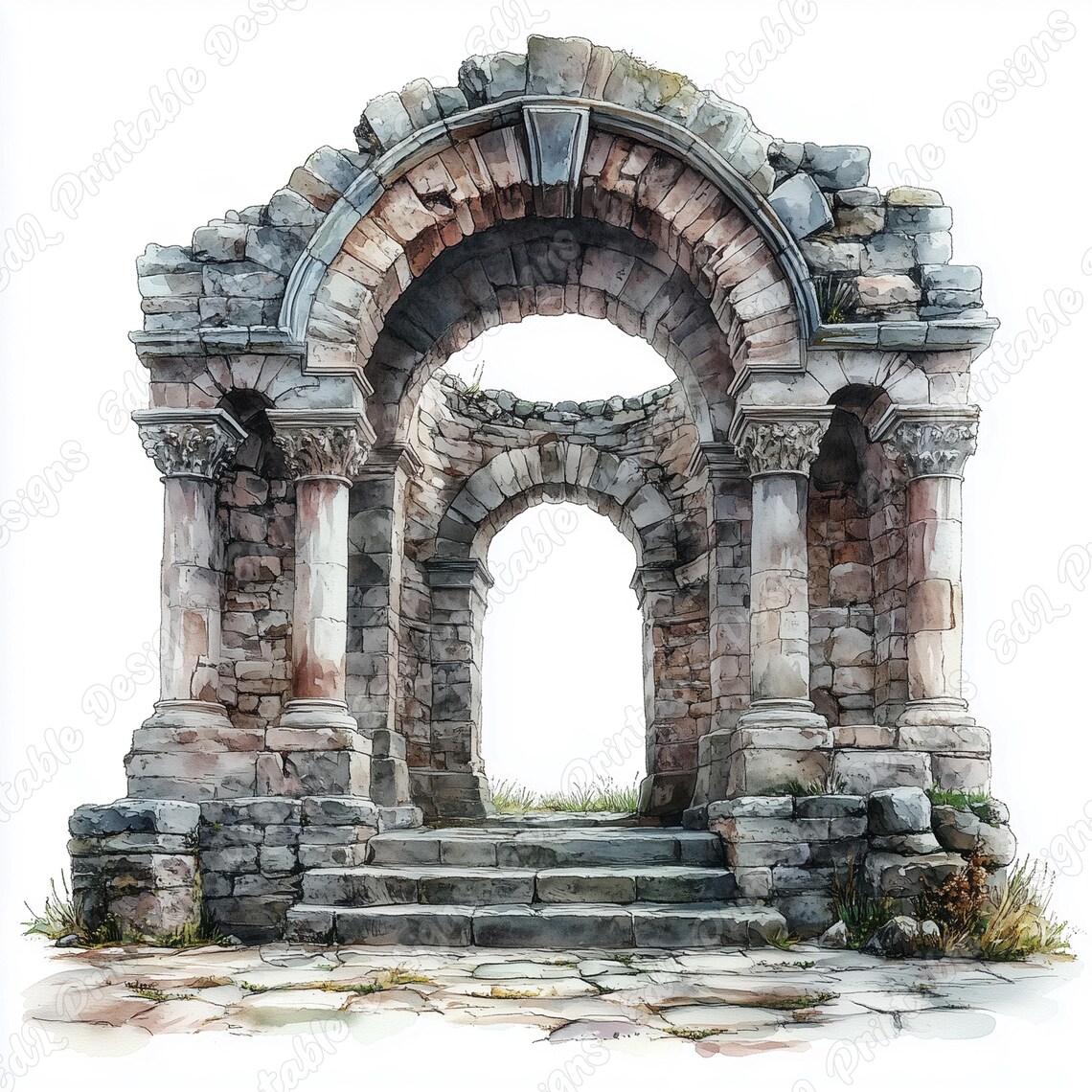 20 Ruined Building Clip Art, Abandoned Ruin Printable Images, Ancient ...