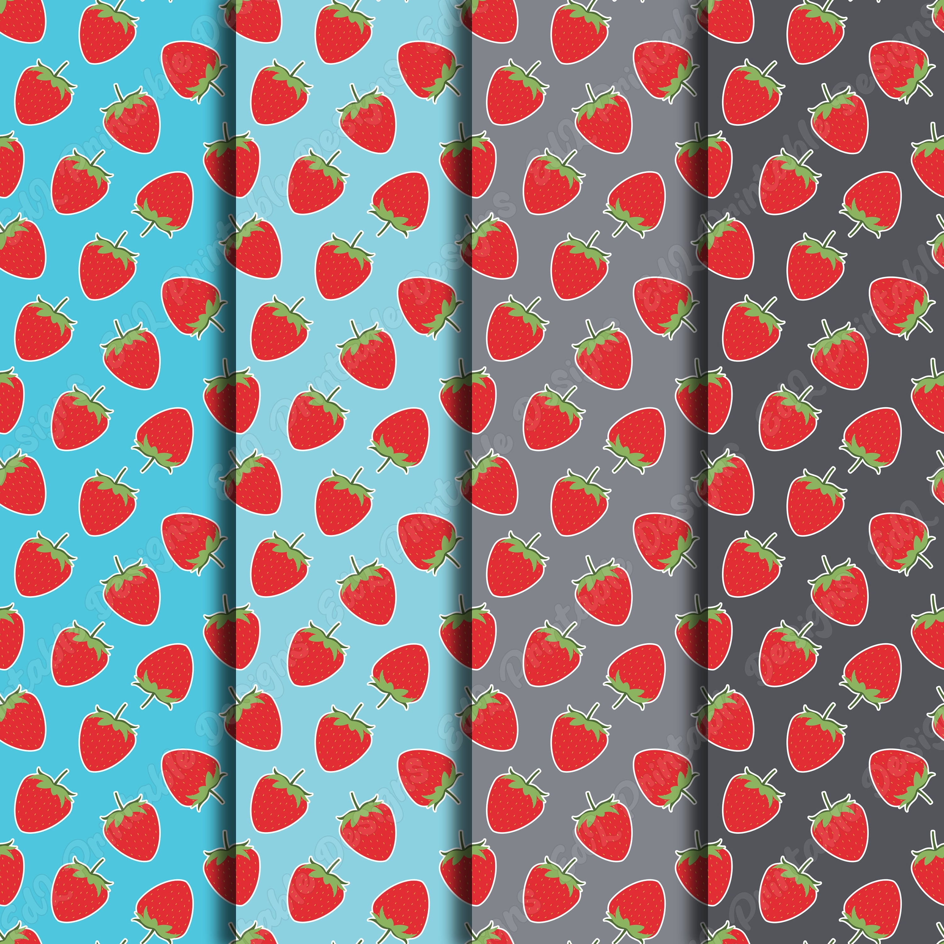 Strawberry Pattern Digital Paper, Summer Fruit Printable Background ...