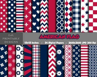 Usa Flag Paper, Digital Paper, Patriotic Papers, American Flag Paper ...