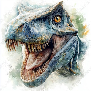 20 T-rex Clip Art, Watercolor Tyrannosaurus Printable Images, Ferocious ...