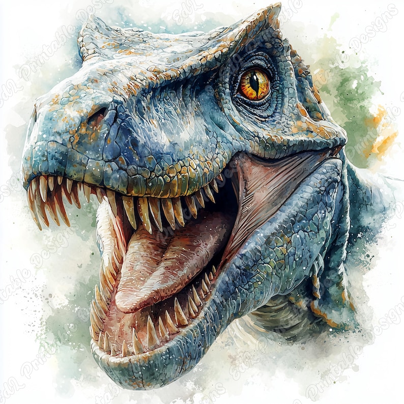 Watercolor T-rex Clipart, Dinosaur Scrapbook Images (digital Download ...