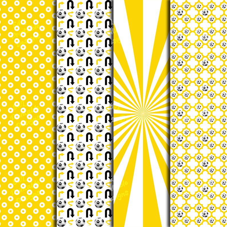 Soccer Digital Paper Football Printable Background Yellow - Etsy