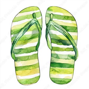20 Watercolor Flip Flop Clip Art, Beach Slipper Printable Images ...