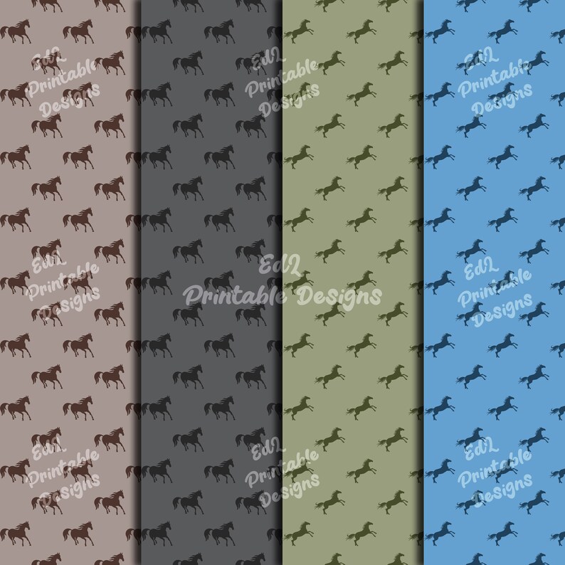 Tinted Horses Digital Paper Pony Printable Background - Etsy