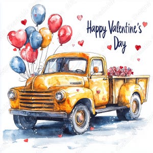 20 Valentines Day Truck Clip Art, Love Pickup Printable Images, Happy ...