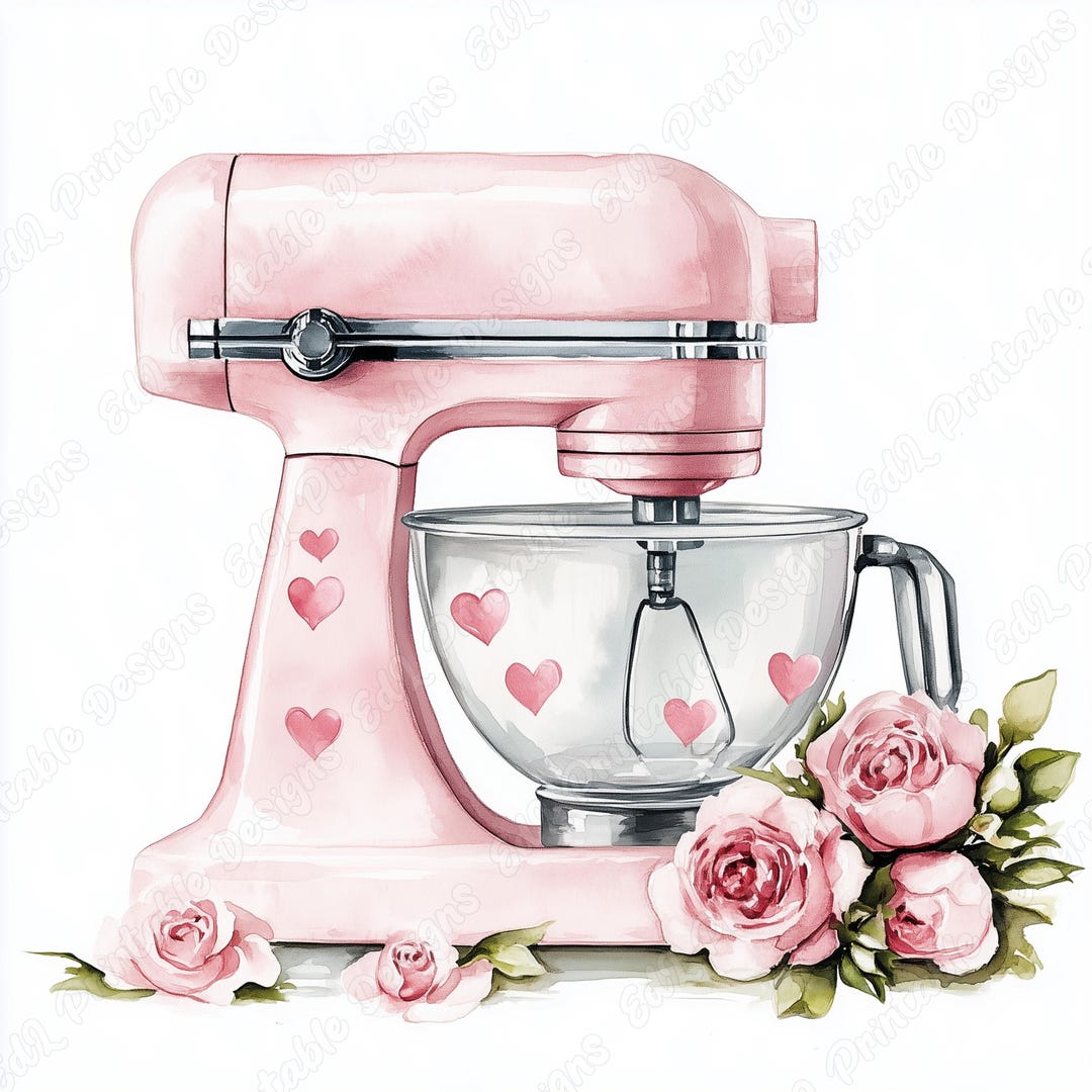 20 Stand Mixer and Flowers Clip Art, Floral Stand Mixer Printable ...