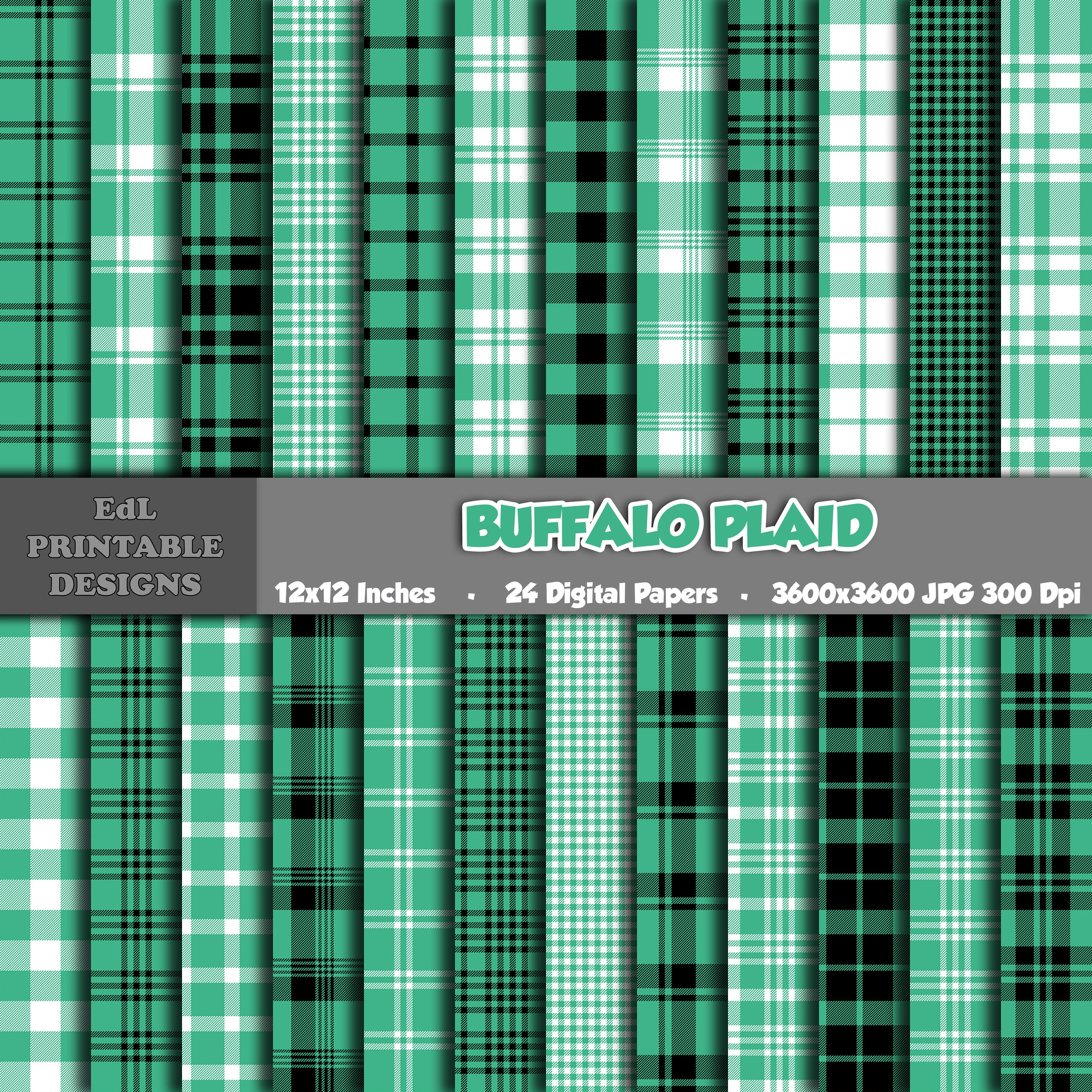 Mint Green Buffalo Plaid Digital Paper, Tartan, Scottish, Lumberjack ...