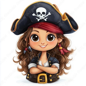 20 Cute Pirate Girl Clip Art, Cartoon Pirate Kid Printable Image ...