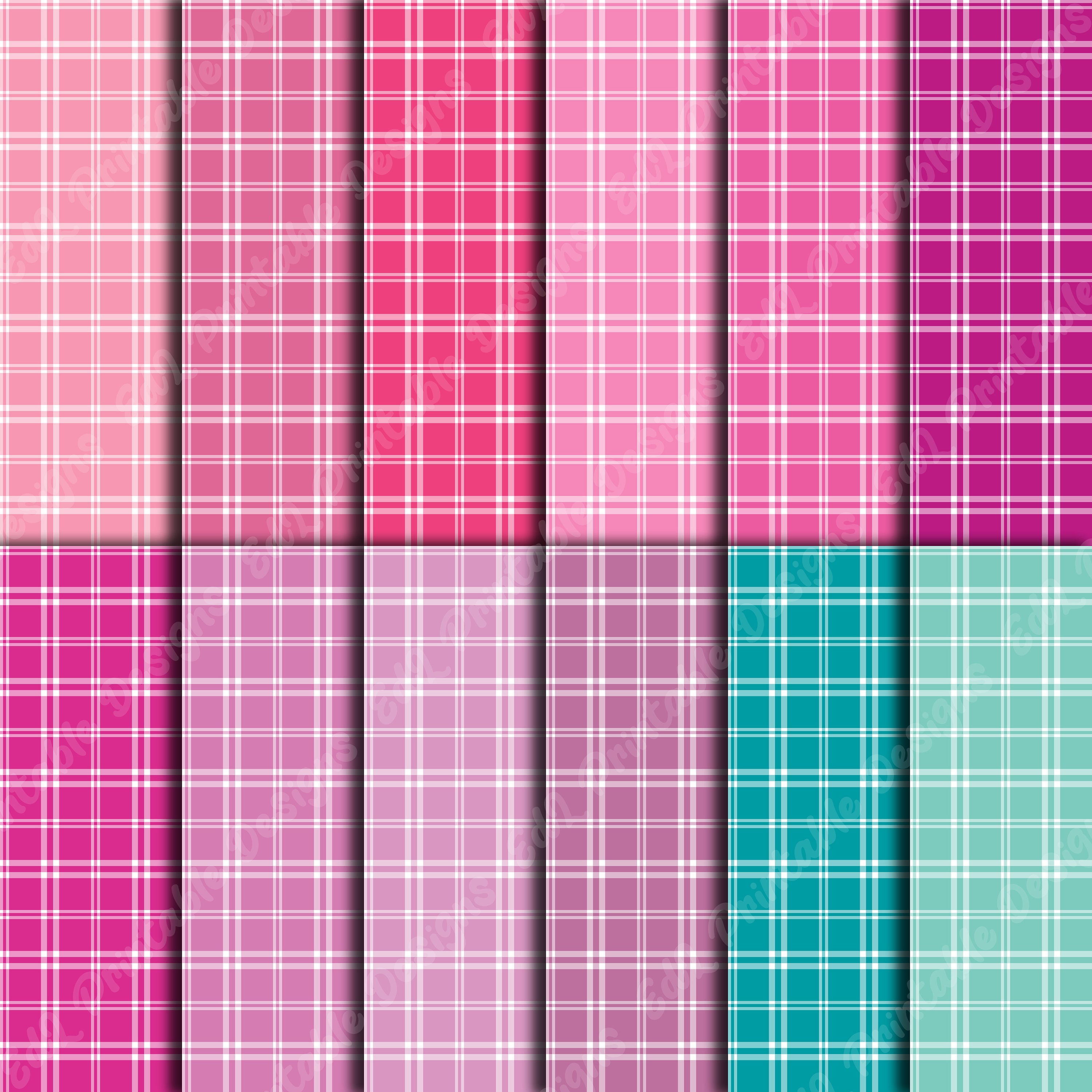 100 Colorful Plaid Digital Paper, Tartan Printable Background, Gingham ...