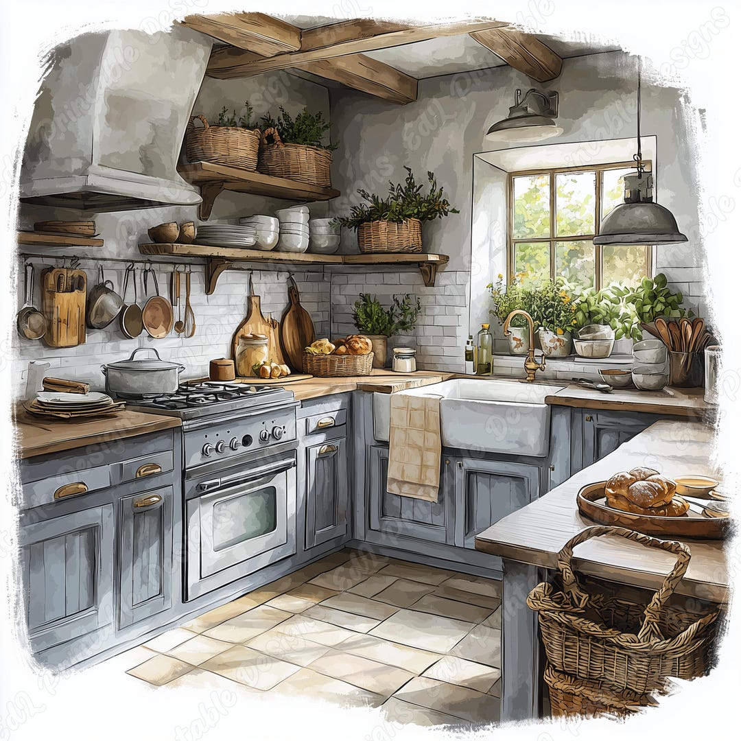 20 Vintage Kitchen Clip Art, Shabby Chic Kitchen Printable Images ...