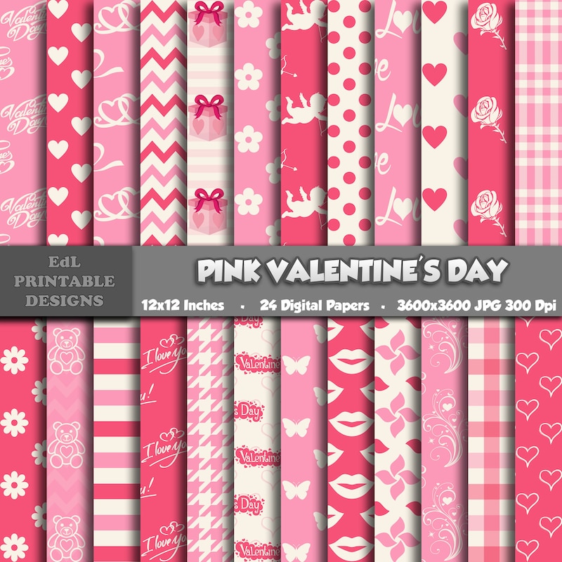 Valentine Digital Paper - Etsy