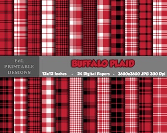 Blue Colors Buffalo Plaid Digital Papers, Printable Tartan, Scottish ...
