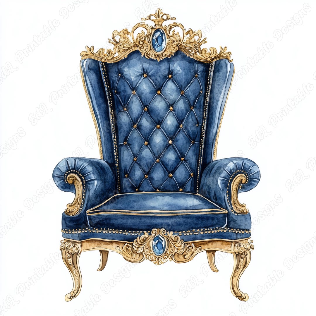 20 Kings Throne Clip Art, Watercolor Royal Chair Printable Images ...
