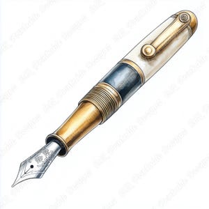 20 Vintage Fountain Pen Clip Art, Writing Pen Printable Image, Old Ink ...