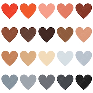 100 Solid Color Heart Clip Art, Rainbow Colorful Love Clipart ...