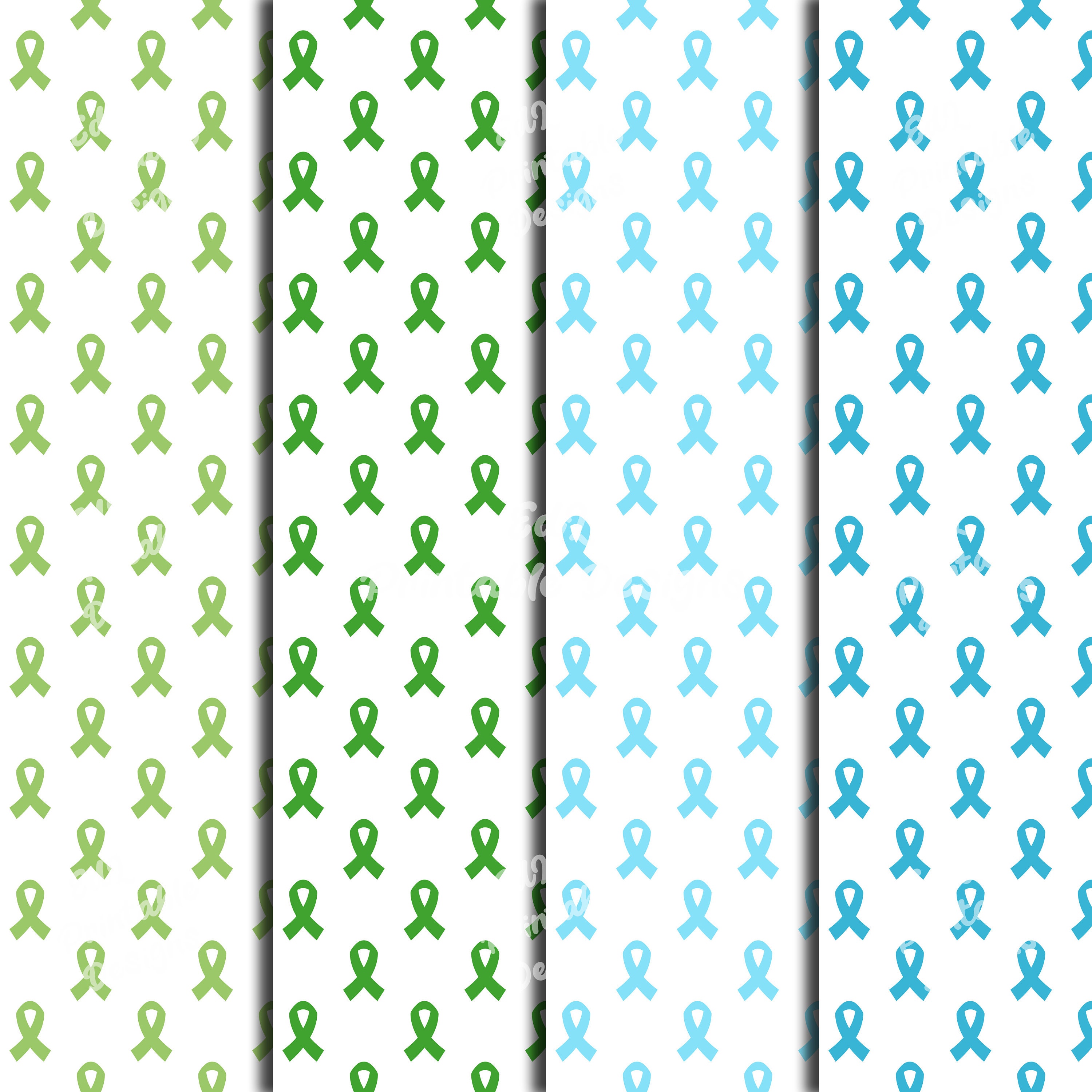 Colorful Cancer Ribbon Digital Paper Awareness Printable - Etsy