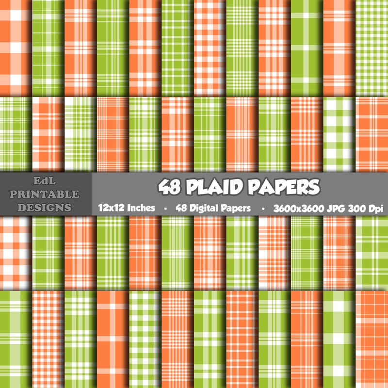 Green Orange Plaid - Etsy
