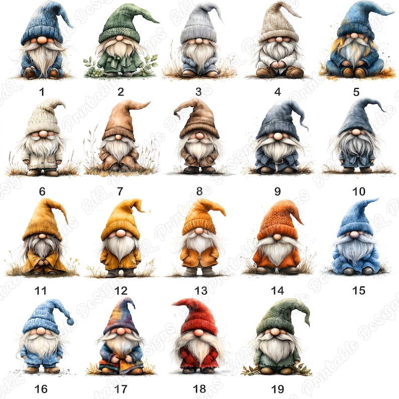 Watercolor Christmas Gnome Clip Art, JPG Bundle (digital Download) - Etsy