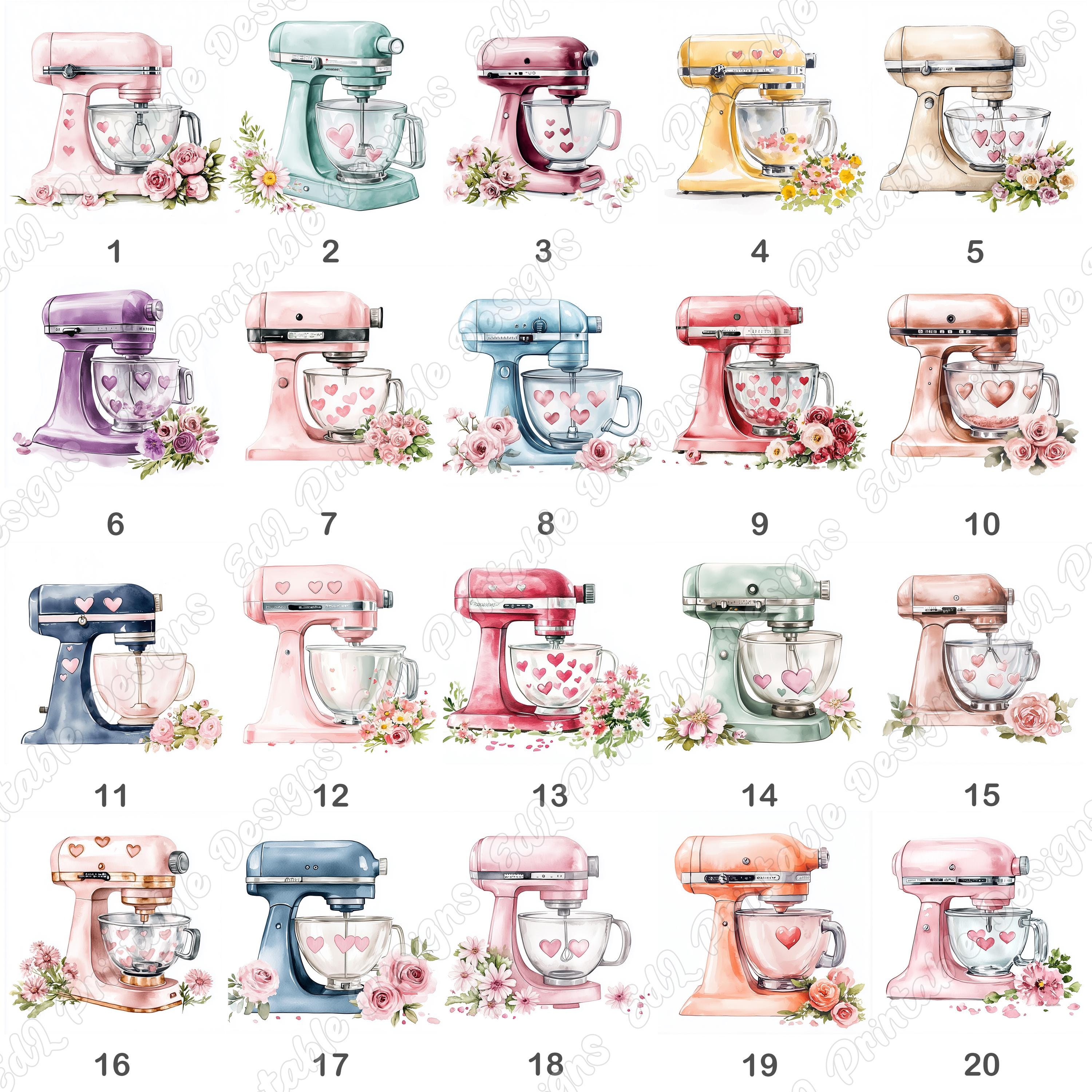 Floral Stand Mixer Clip Art, Retro Kitchen Printable (JPG) - Etsy