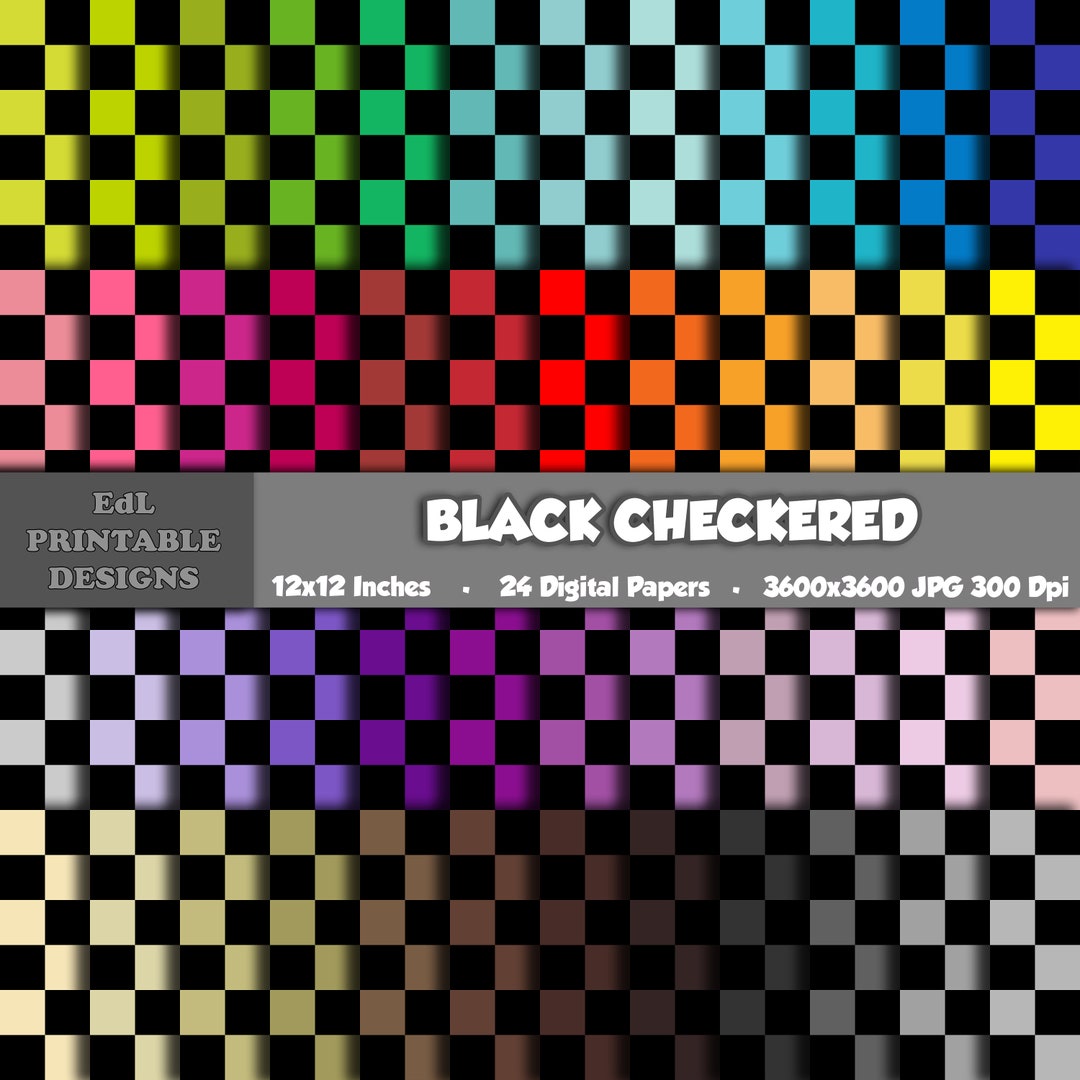 Black Checkered Digital Paper Checkerboard Printable - Etsy