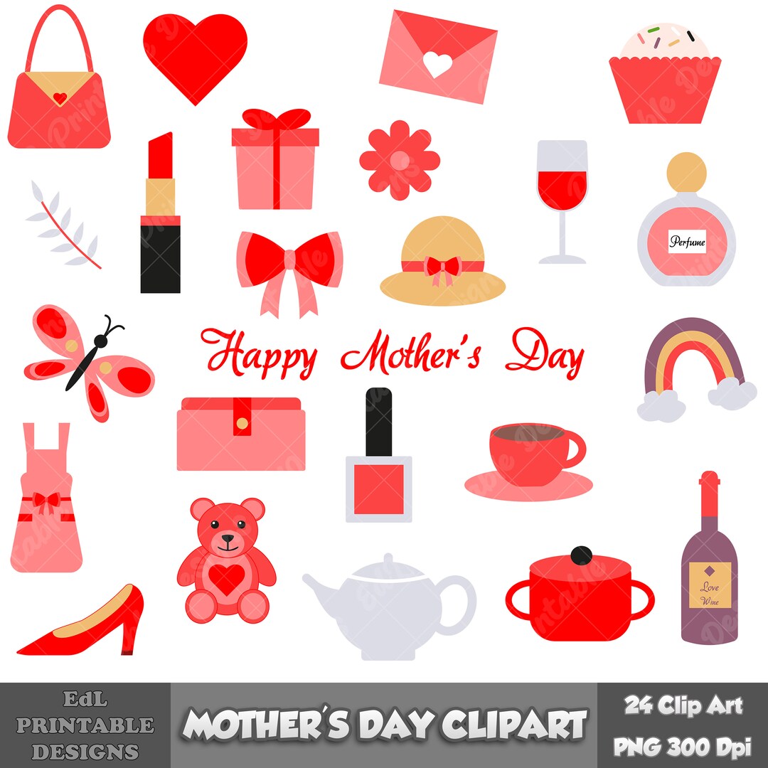 Mothers Day Clip Art, Happy Mom Day Png, Printable Girly Make up Party ...
