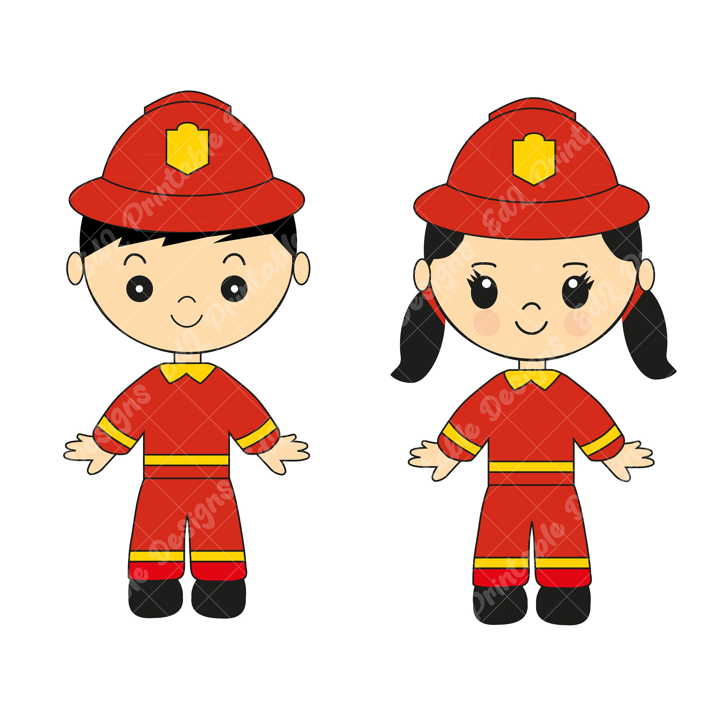 Firefighter Clip Art, Fire Truck Png, Fire Man Clipart, Nursery Decor ...