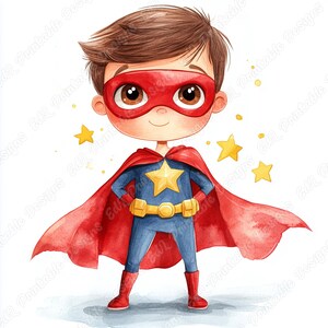 20 Cute Superhero Boy Clip Art, Cartoon Superhero Kid Printable Image ...