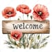 Watercolor Welcome Sign Clip Art, Wood, Yellow Flowers (digital ...