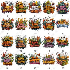 20 Funny Halloween Word Clip Art, Monsters, Ghouls and Ghost Printable ...