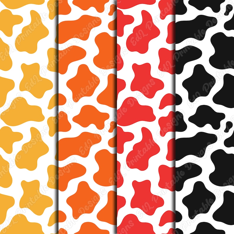 Rainbow Cow Spots Digital Paper, Seamless Animal Print (digital ...