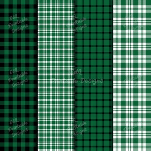 Green Buffalo Plaid Digital Paper Pack, Printable Background Papers ...