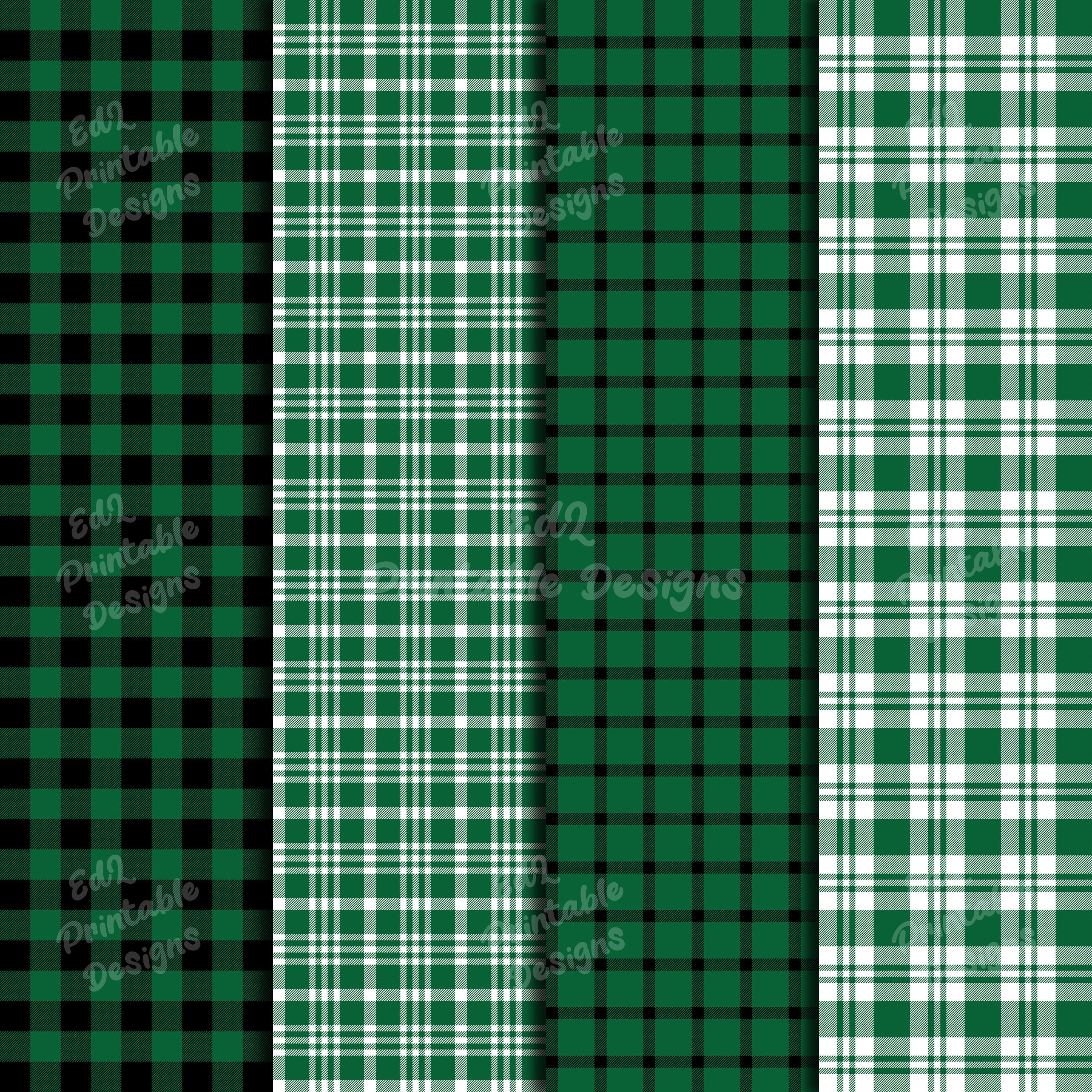 Green Buffalo Plaid Digital Paper Pack, Tartan Scrapbook Paper (set of ...