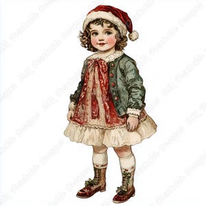 20 Vintage Christmas Girl Clip Art, 1920s Retro Kids Printable Image ...