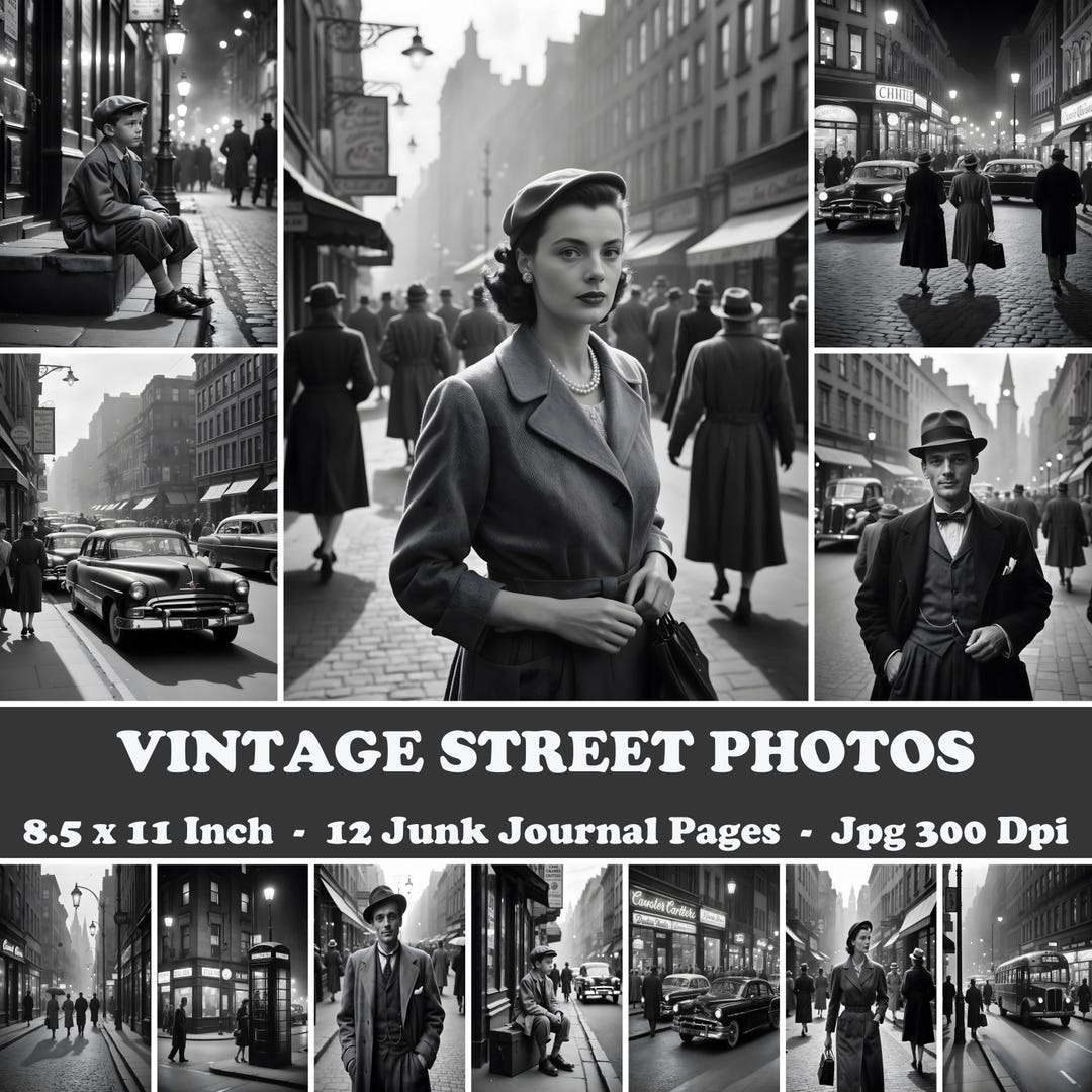 Vintage Street Photos Junk Journal Pages, Old City Street Photos ...