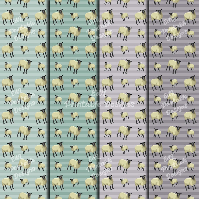 Cute Sheep Digital Paper Pack, Printable Little Lamb Background ...
