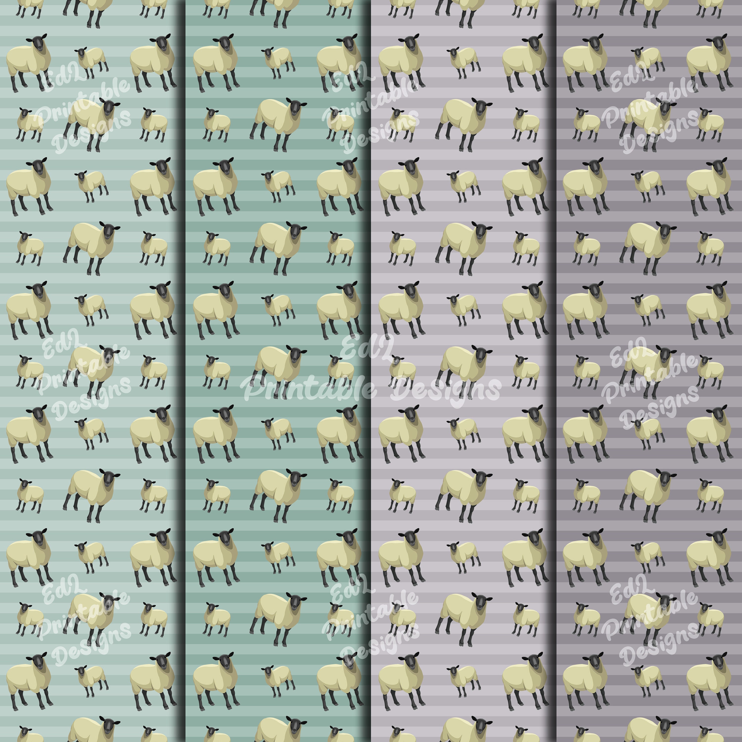 Cute Sheep Digital Paper Pack, Printable Little Lamb Background ...