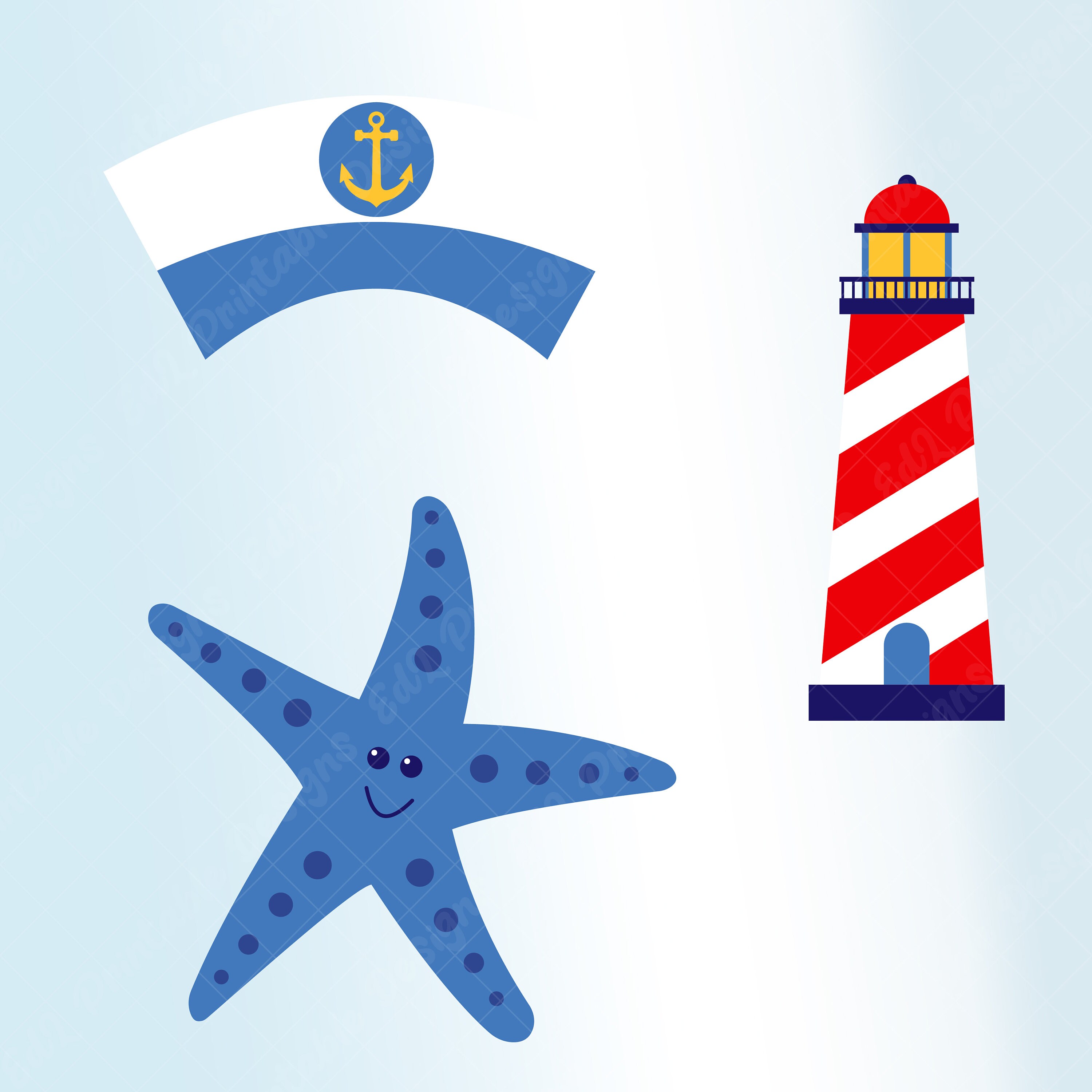 Nautical Clip Art, Sailor Printable Digital Png, Summer Party Decor ...