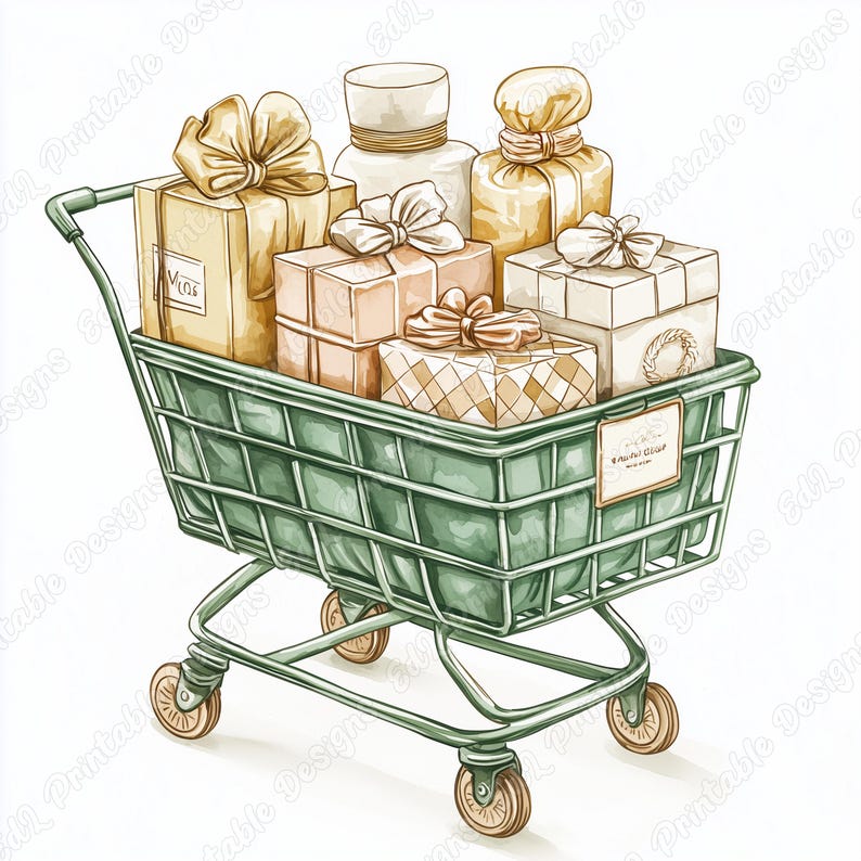 Watercolor Shopping Cart Clipart, Commercial Use (digital Download) - Etsy