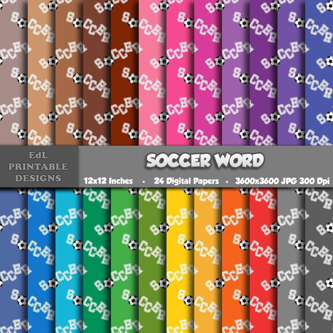 Soccer Word Digital Pattern Papers, Football Printable Background ...