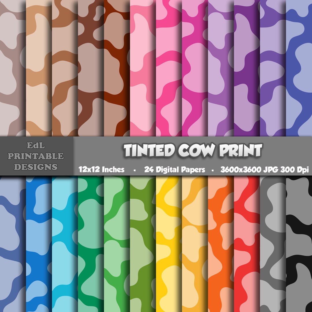 Tinted Cow Print Digital Paper, Animal Print Printable Background ...