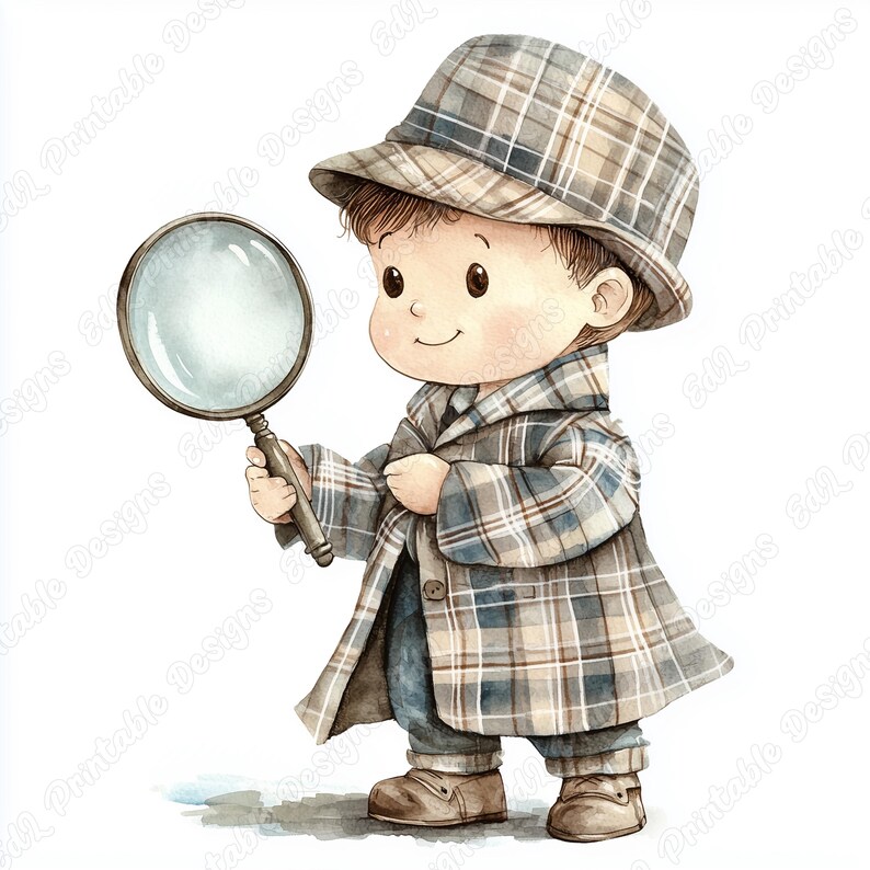 Detective Boy Clipart, Spy Kid Printable Images (JPG Digital Download ...