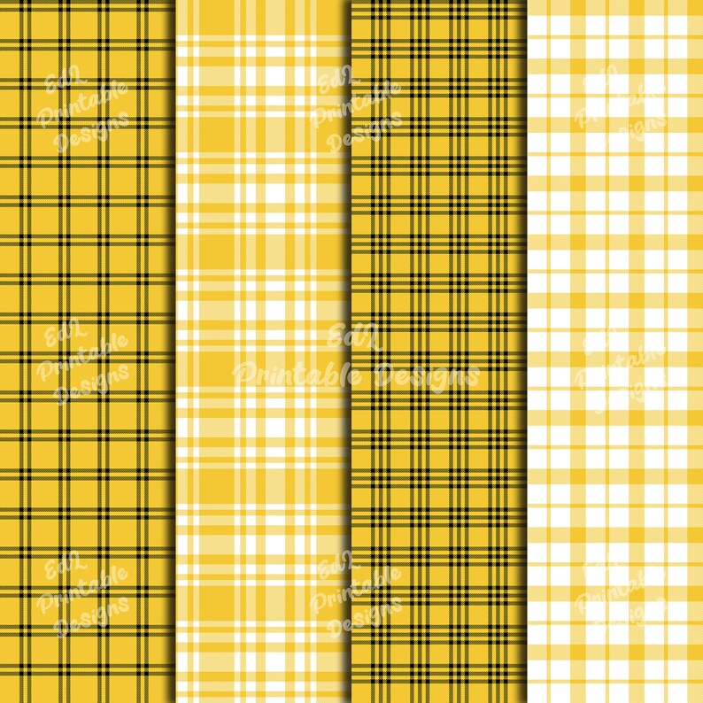 Yellow Buffalo Plaid Digital Papers, Printable Tartan, Scottish ...