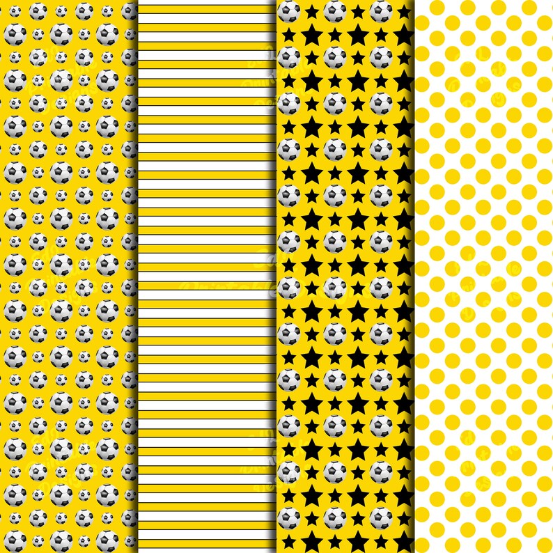 Soccer Digital Paper Football Printable Background Yellow - Etsy