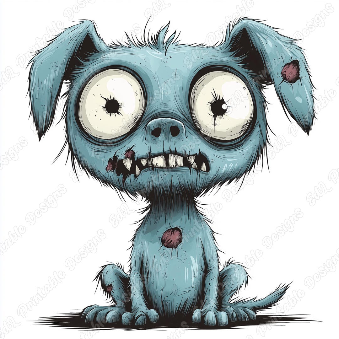 20 Strange Zombie Dog Clip Art, Quirky Dog Printable Image, Whimsical ...