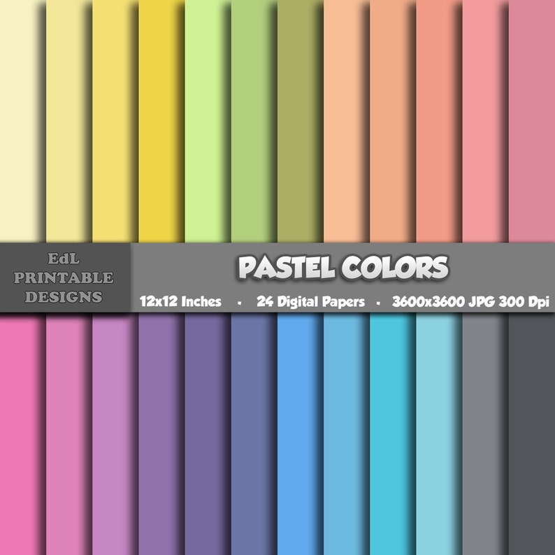 Pastel Colors Digital Paper, Soft Plain Backgrounds (set of 24) - Etsy