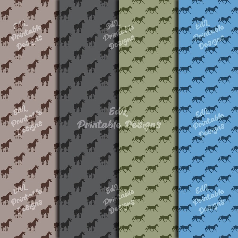 Tinted Horses Digital Paper Pony Printable Background - Etsy