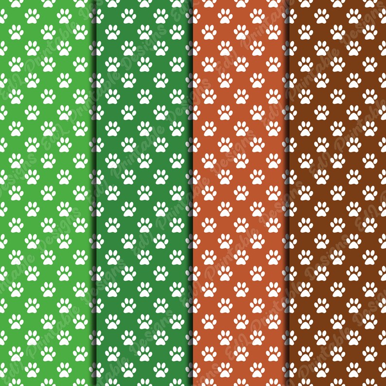 Paw Print Digital Paper Pack, Animal Paw Printable Background ...