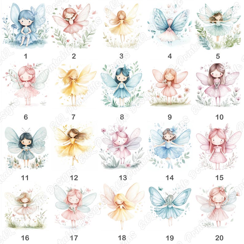 Watercolor Fairy Clipart, Whimsical Garden Fairies, Scrapbook Paper ...